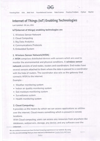 Unit-1. Introduction to Internet of things | PDF