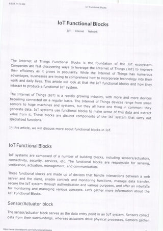 Unit-1. Introduction to Internet of things | PDF