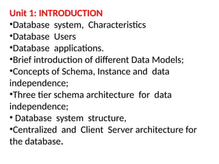 UNIT-1.pptx discusses about introduction to dbms | PPT | Free Download