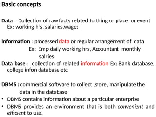 UNIT-1.pptx discusses about introduction to dbms | PPT | Free Download