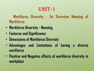 Workplace diversity and employee engagement unit 1 | PPTX