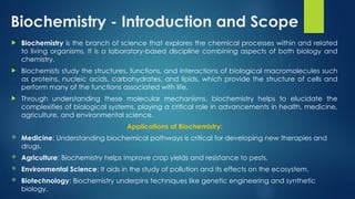 Introduction to Biochemistry Biochemistry is a branch of science that explores the chemical ...