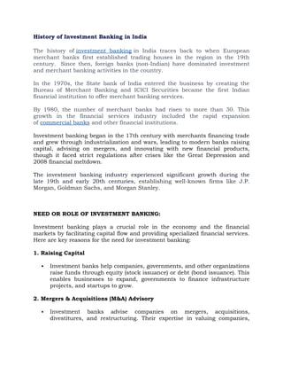 Unit-1 - Introduction to Investment Banking | DOCX
