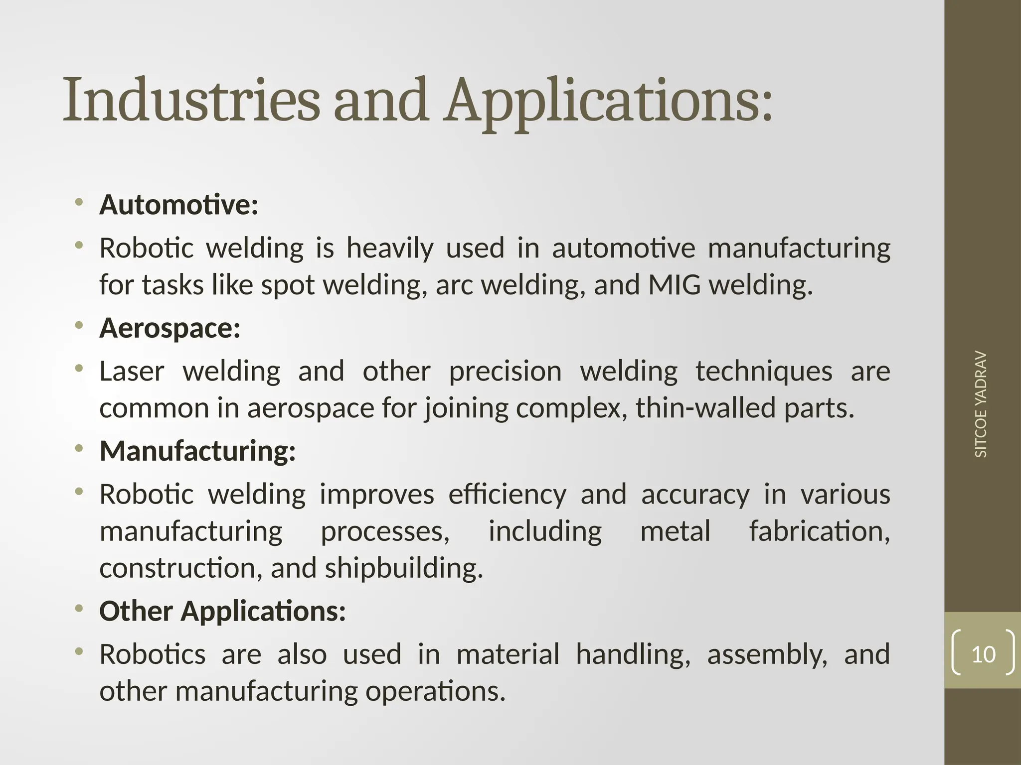 Application of robots in Industries Introduction of Robotics-Overview ...