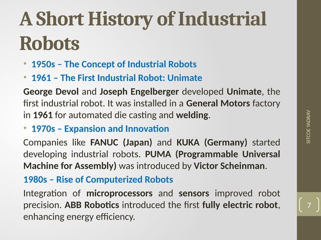 Application of robots in Industries Introduction of Robotics-Overview ...