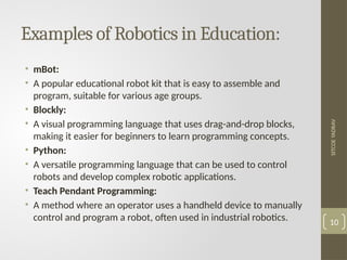 Application of robots in Industries Introduction of Robotics-Overview | PPT