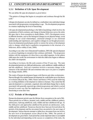 Introduction to Life Span Development, Definition, Concept and Characteristic Features | PDF