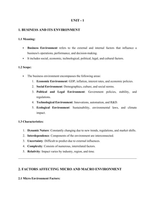Introduction to Business Environment chapter 1 | DOCX