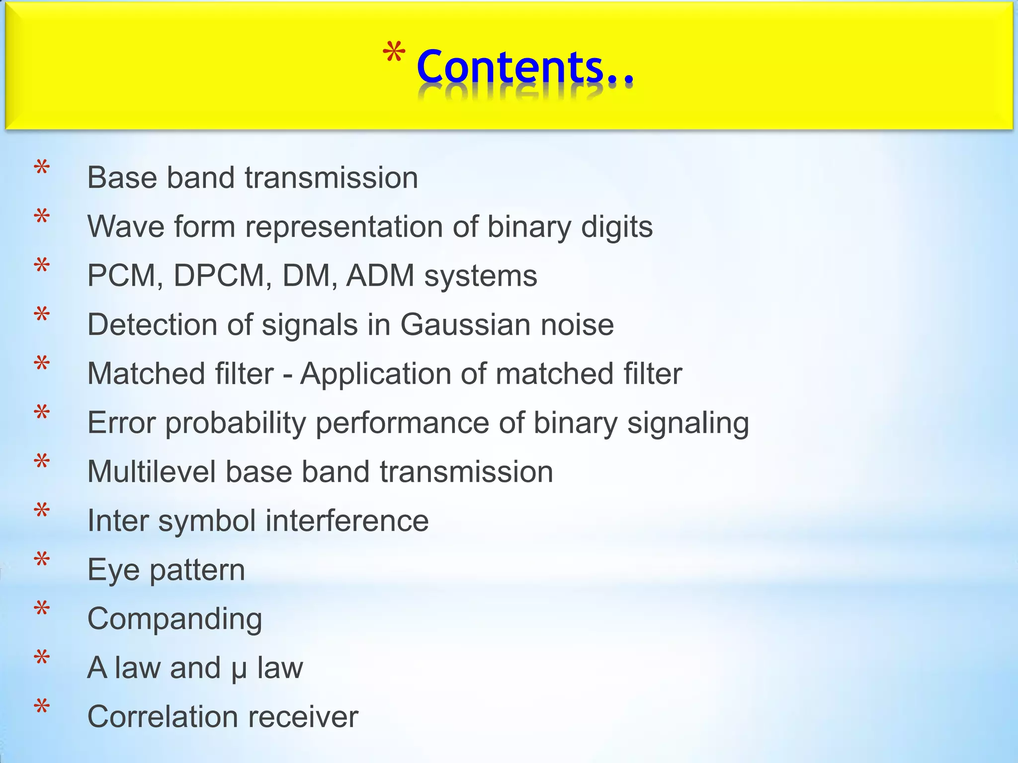 Base band transmission | PDF