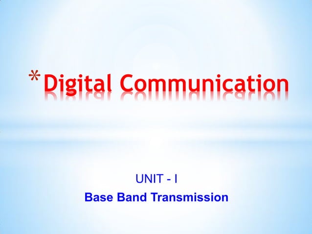Base band transmission | PDF
