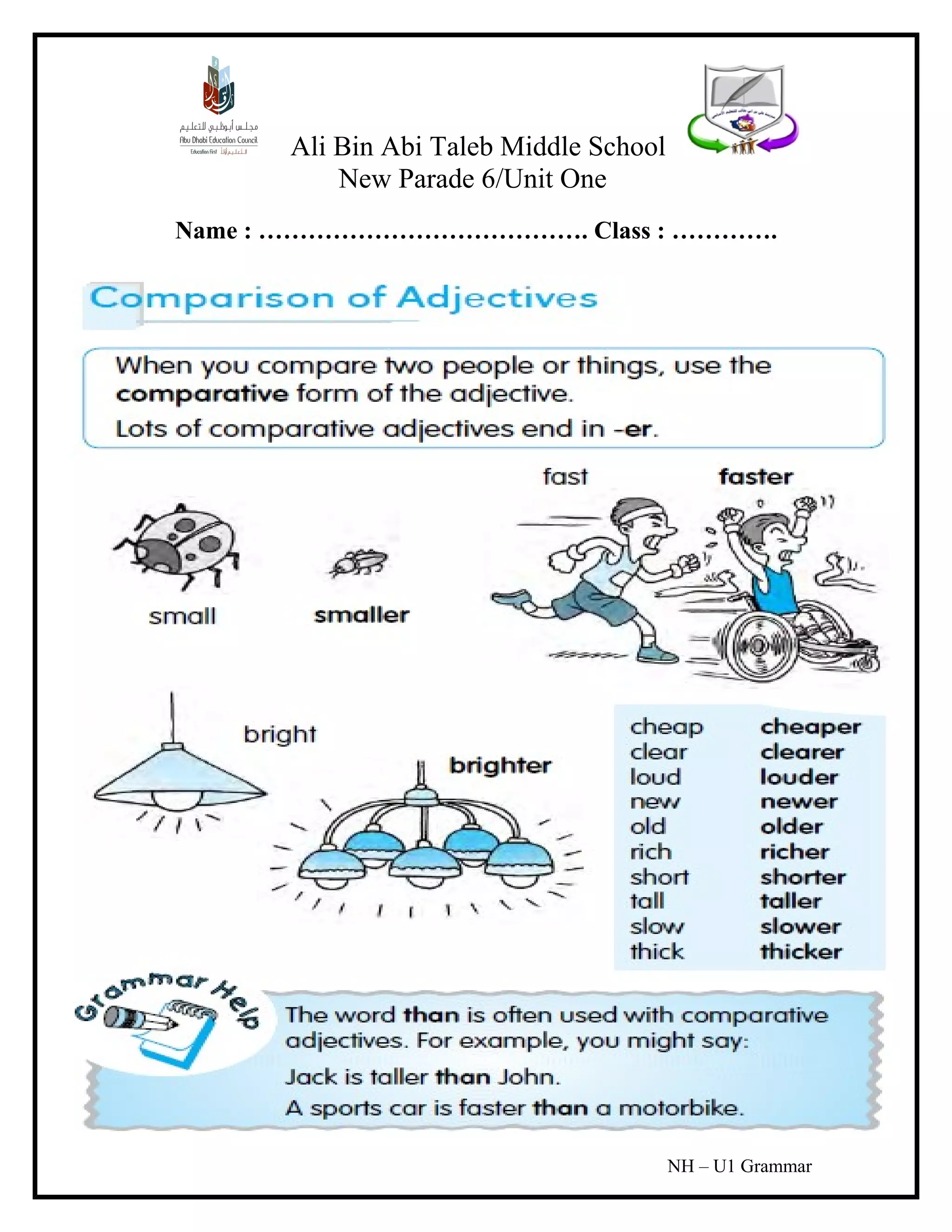 Unit 1-comparative-worksheet | PDF