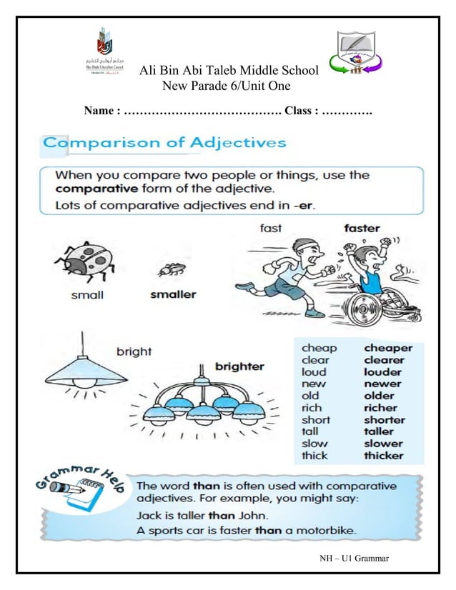 Unit 1-comparative-worksheet | DOC