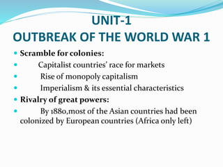 OUTBREAK OF THE WORLD WAR-1 | PPTX