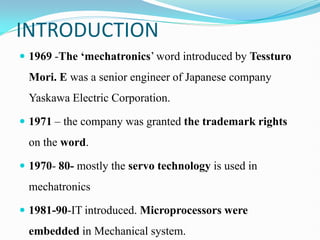 UNIT-1-INTRODUCTION- MECHATRONICS-ENGGINERING | PPT | Free Download