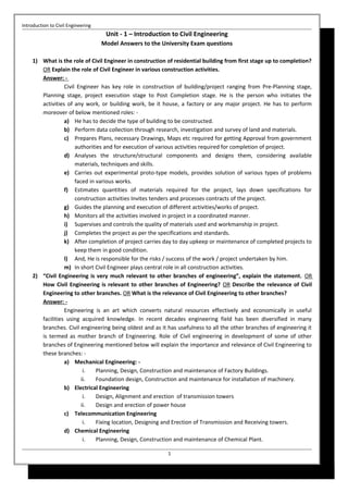 Unit 1-introduction to civil engg final | DOC