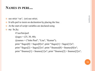 Unit 1-introduction to perl | PPTX | Programming Languages | Computing