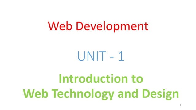 Unit - 1 - Introduction to Web Design | PDF