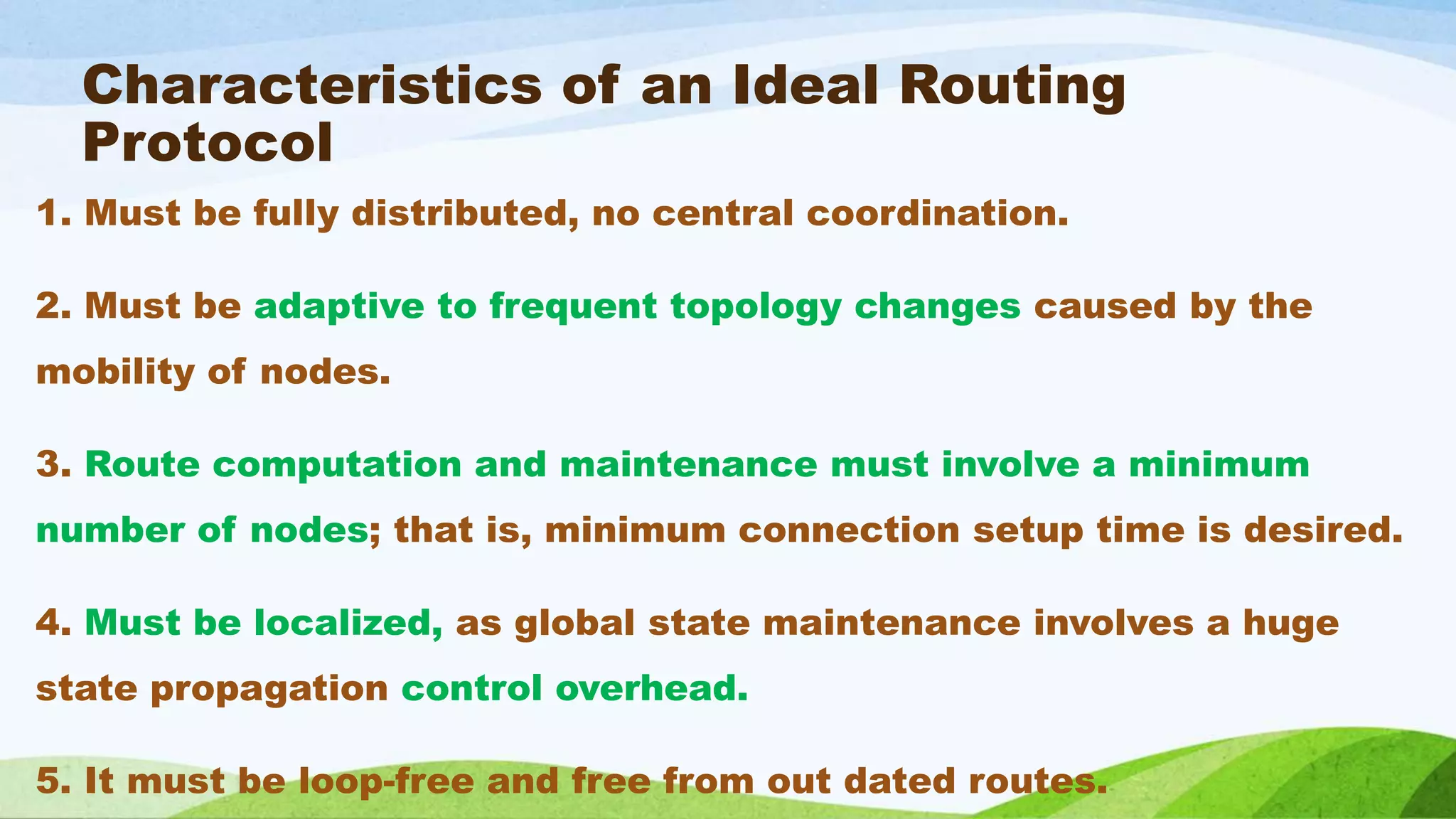 Manet Routing Protocols Issues And Classifications Pptx Computer