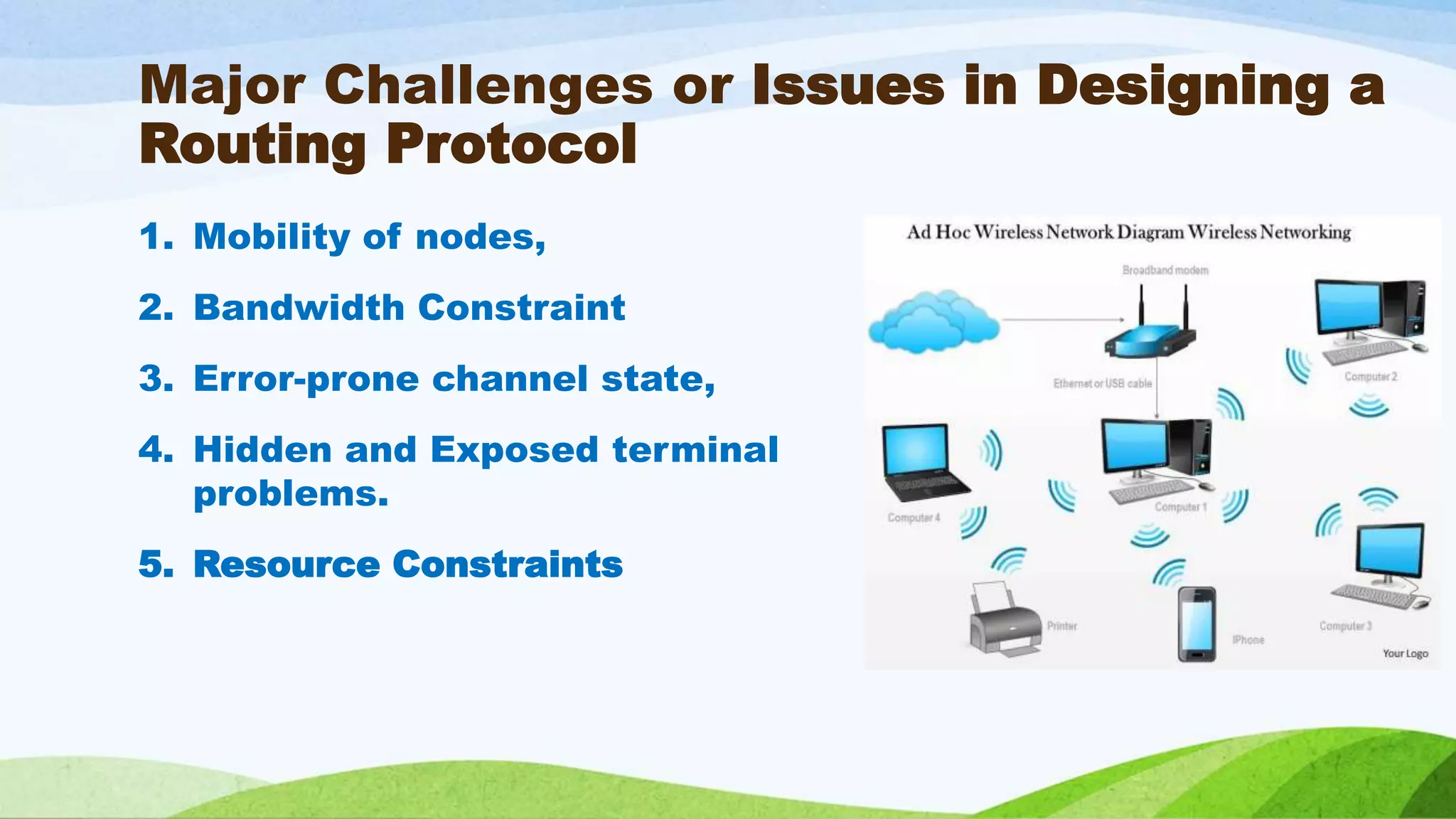 Manet Routing Protocols Issues And Classifications Pptx Computer 2088