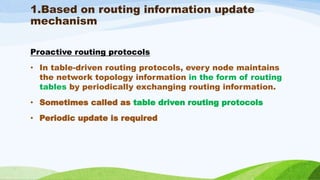 MANET routing protocols Issues and Classifications | PPTX
