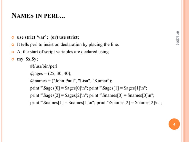 Unit 1 Perl Names Values And Variables Ppt