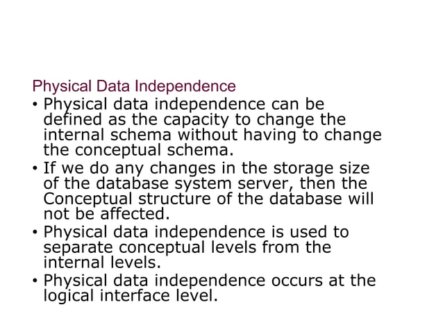 Database Management systems - Data Independence | PPTX