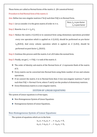 Unit 1-solution oflinearsystems | PDF