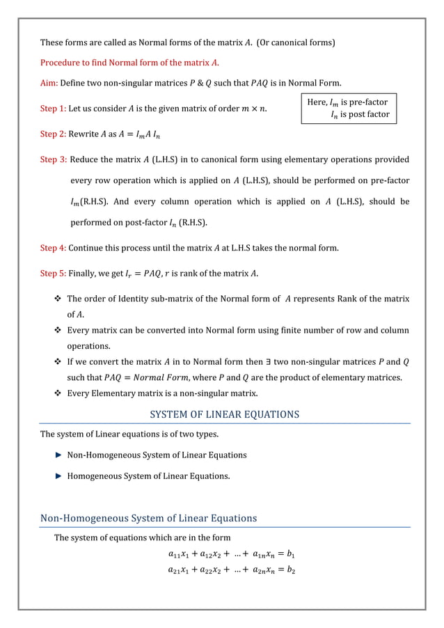 Unit 1-solution oflinearsystems | PDF