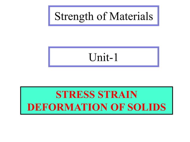 Unit 1-stress, strain and deformation of solids | PPT | Physics | Science