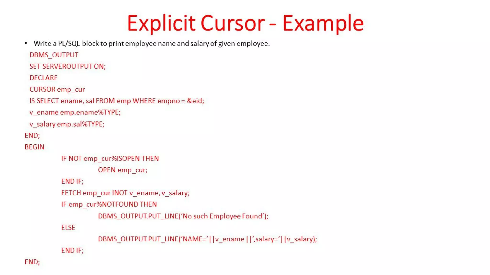 DBMS Unit - 10 - PL/SQL Concepts | PPT DBMS Unit - 10 - PL/SQL Concepts | PPT
