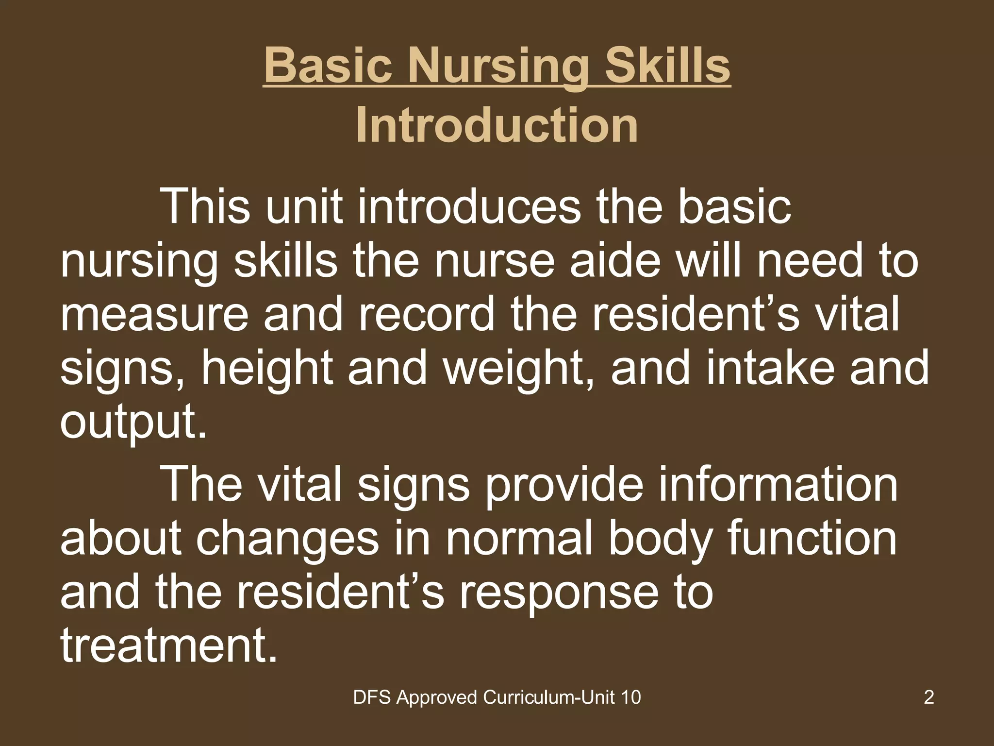 Unit 10 Basic Nursing Skills | PPT