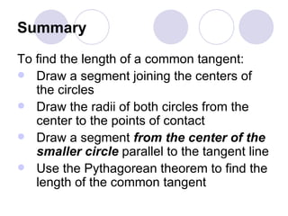 CPM Geometry Unit 10 Day 6 Cs50 Common Tangent | PPT