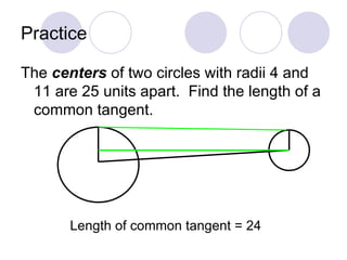 CPM Geometry Unit 10 Day 6 Cs50 Common Tangent | PPT