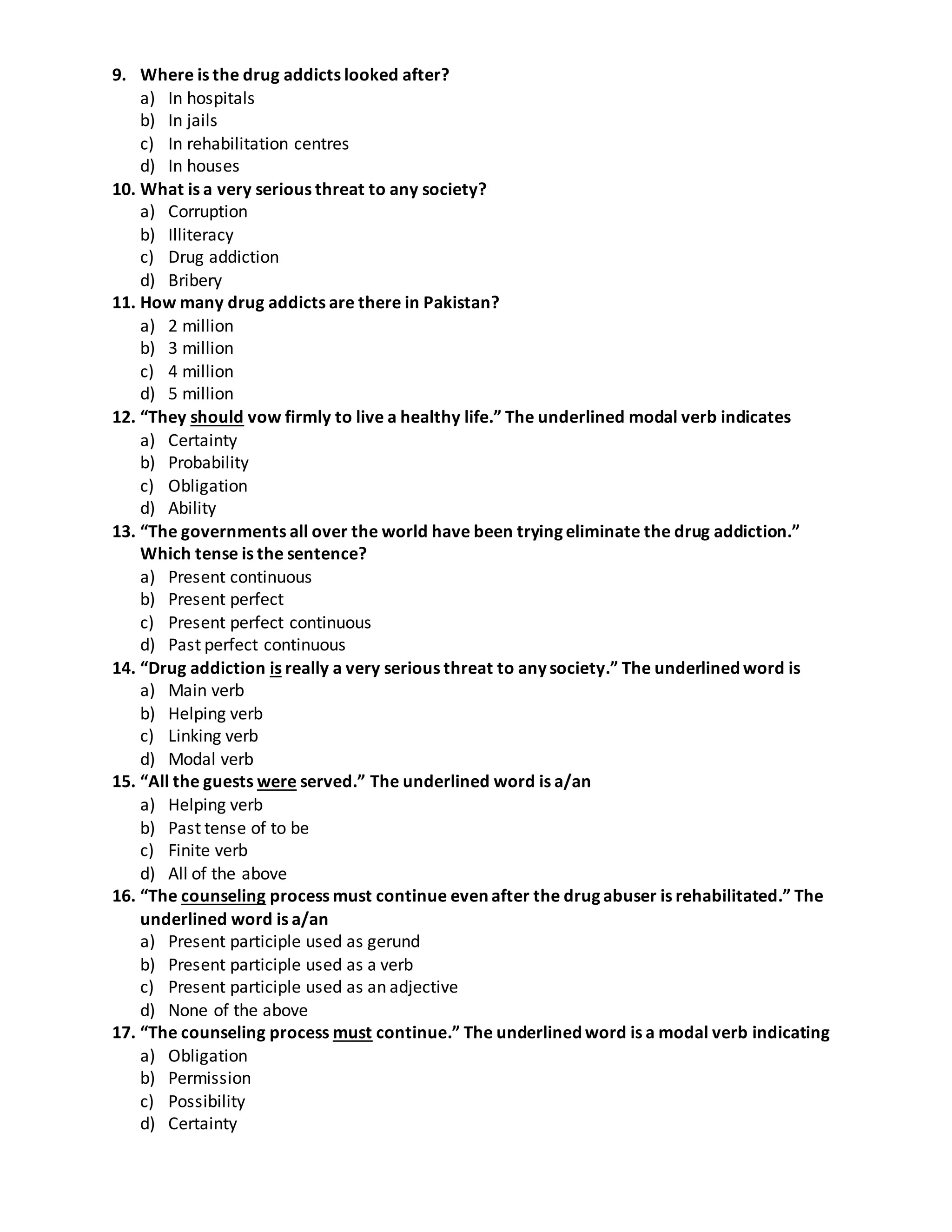 Unit 10 Drug Addiction mcqs By Musarrat Khan | DOCX
