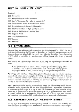 Unit 10 immanuel kant | PDF
