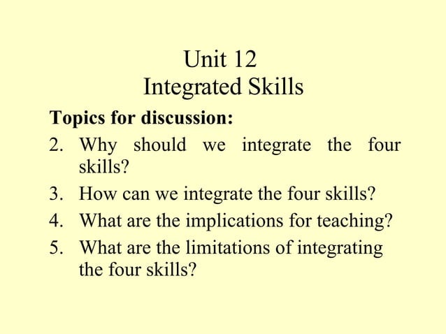 Integrating The Skills | PPT | Education