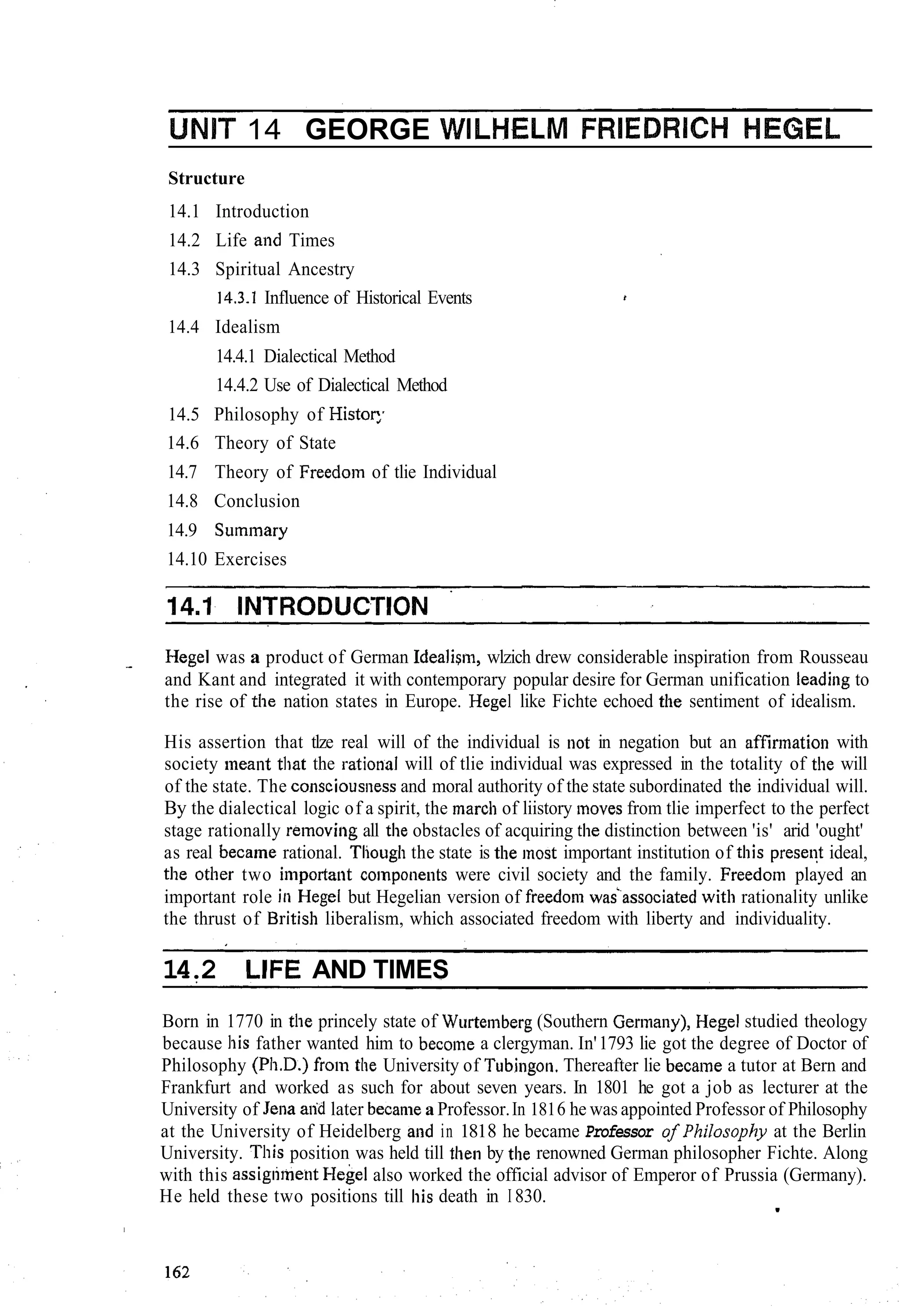 Unit 14 george wilhelm friedrich hegel | PDF