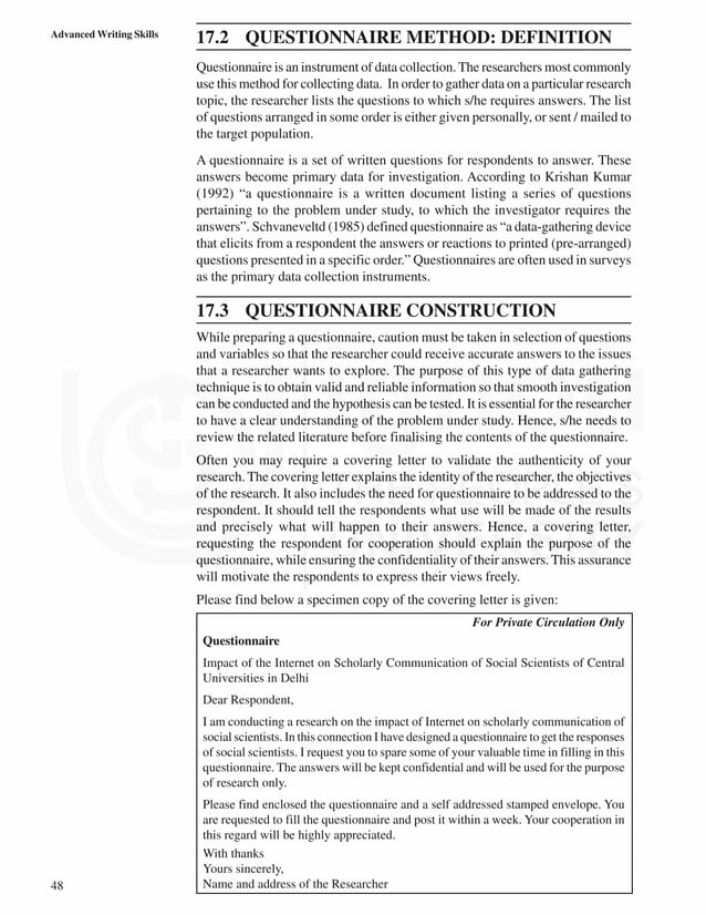 Questionnaire Method | PDF