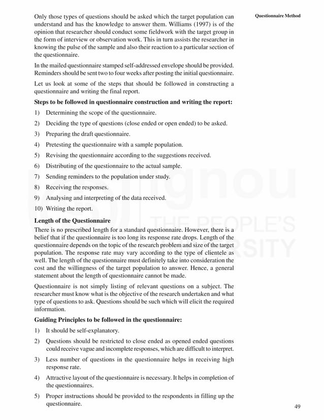 Questionnaire Method | PDF
