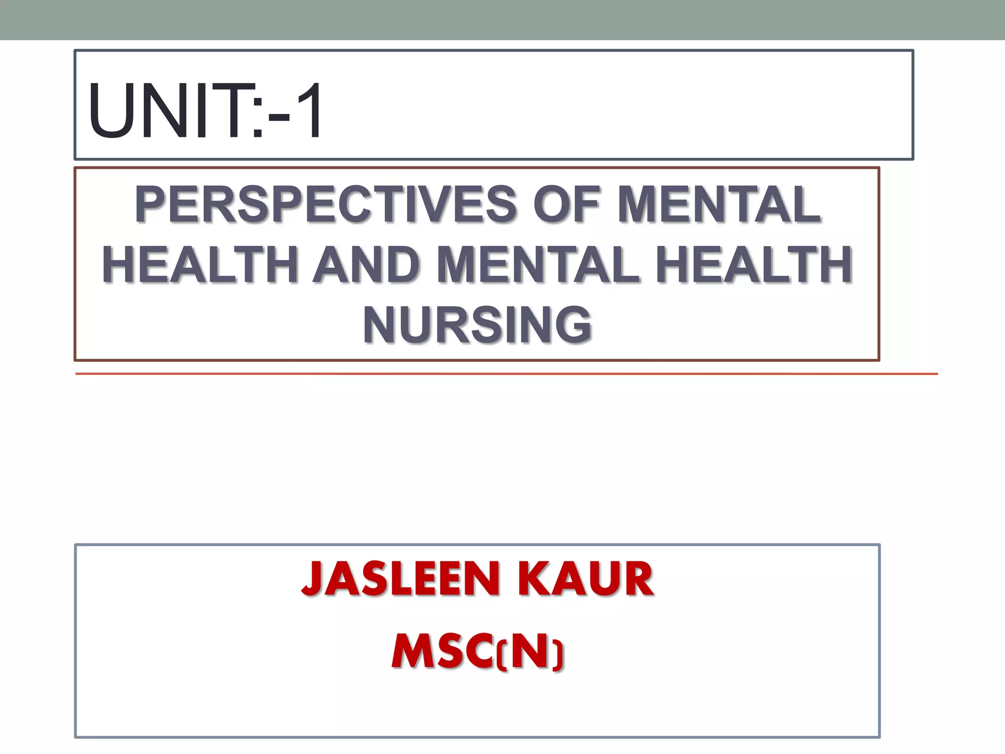 introduction to mental health nursing | PPTX