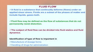 UNIT- 1A.pptx FLOW OF FLUIDS PHARMACEUTICAL ENGINEERING | PPTX
