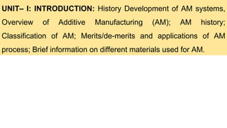 History Development of AM systems. Overview of Additive Manufacturing ...
