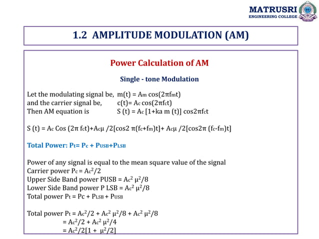 Unit- 1 Amplitude Modulation.ppt | Digital Audio | Computer Software and Applications