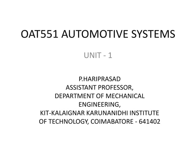 Unit 1 automotive engine auxiliary systems | PPTX | Chemistry | Science