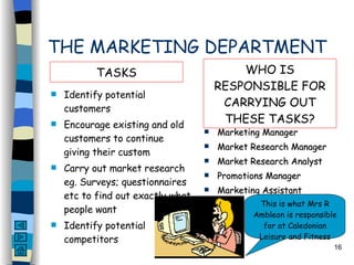 Unit 1b - Key Functions of Departments | PPT