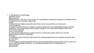 Unit 1 basics of metrology | PPTX