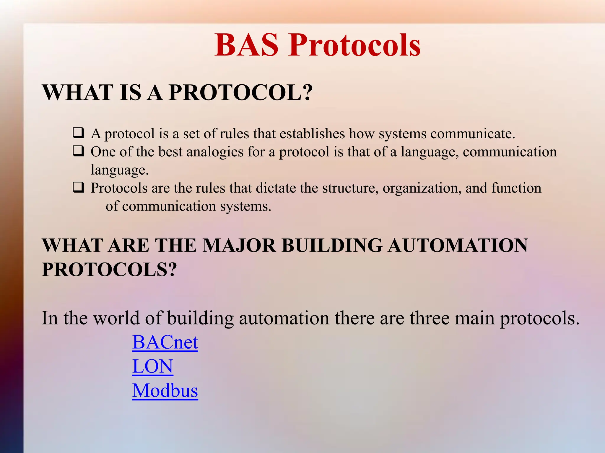 Unit-1 BAS Protocols understaing for real time applications | PDF
