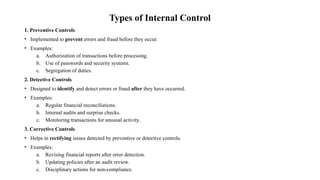 Internals controls and its objectives . | PPTX