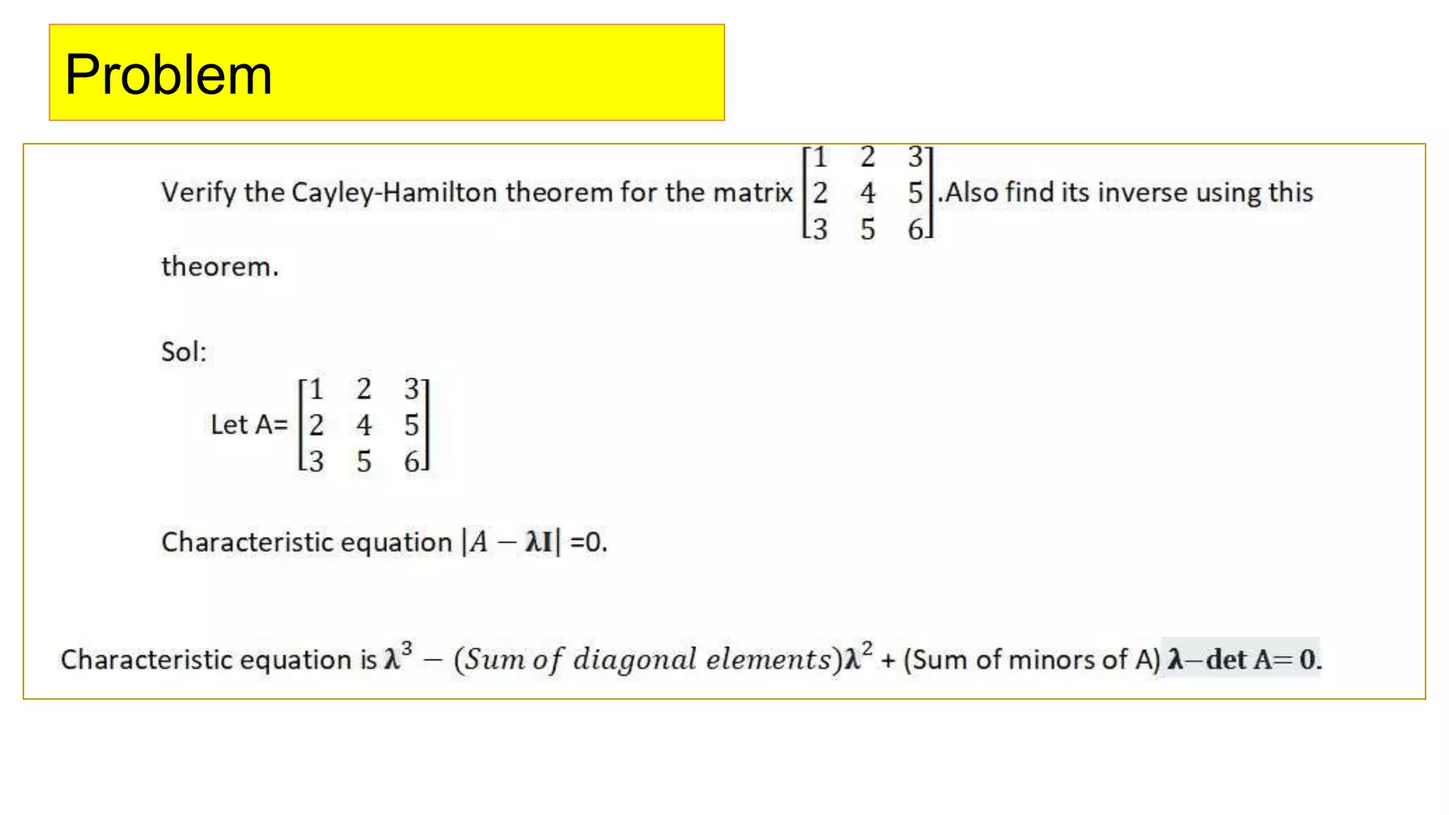 Unit 1 cayley-hamilton theorem lecture 1 | PPTX