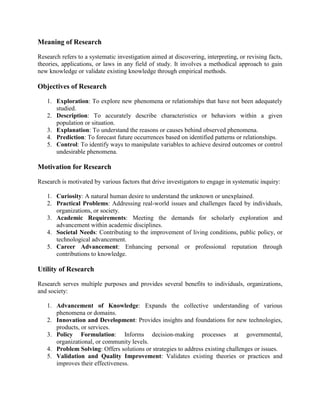 Meaning and objectives of Research and notes | PDF